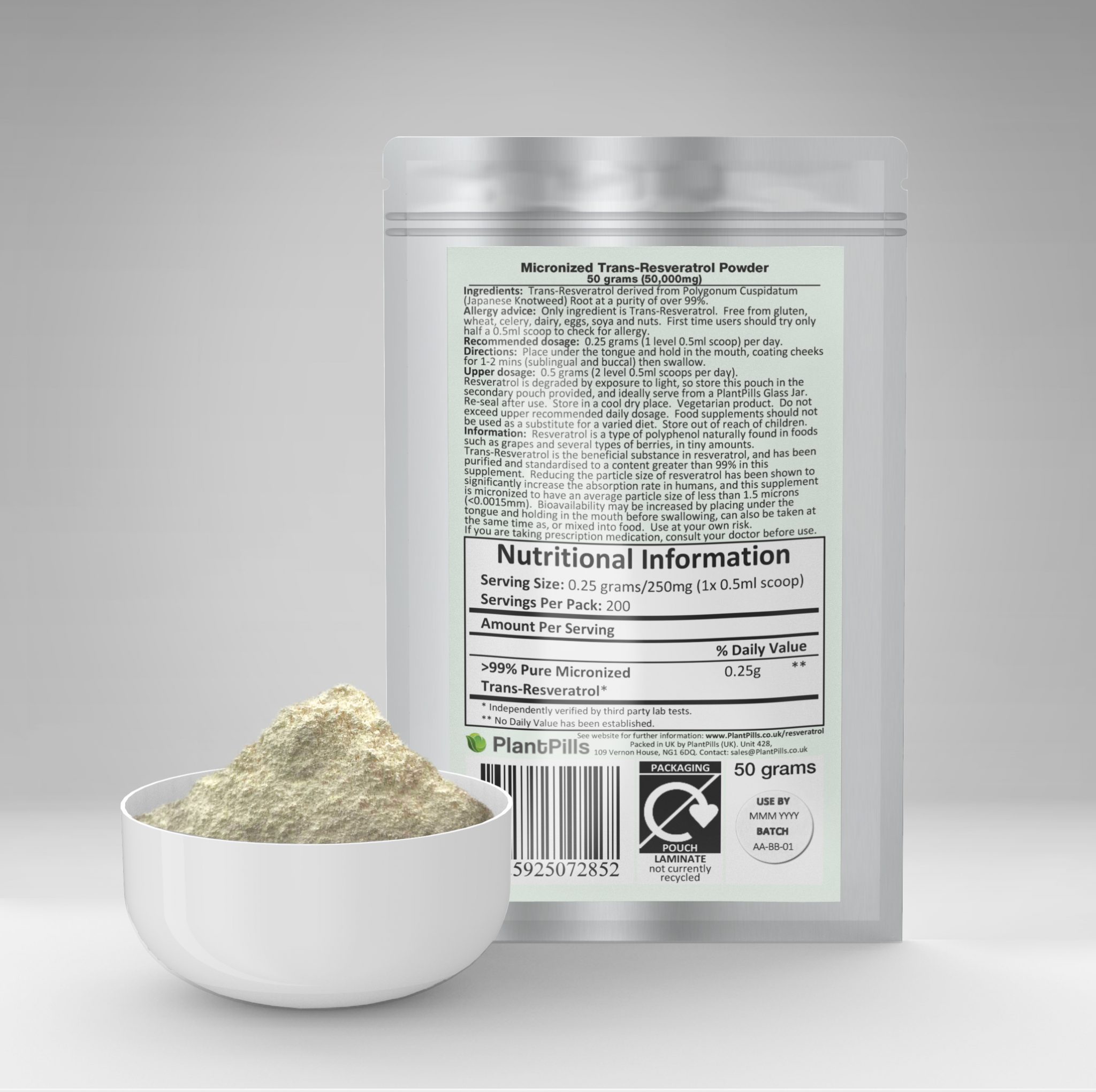 Trans-Resveratrol Powder - PlantPills.com